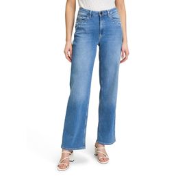 BETTY & CO BETTY & CO Damen High-waist-Jeans "Damen mit Perlen", blau, Gr. 40, Obermaterial: 71% Baumwolle, 16% Polyester, 11% Lyocell, 2% Elasthan, Jeans
