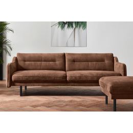 2,5-Sitzer Home Affaire, B:229cm H:81cm T:92cm, braun, Struktur weich (100% Polyester);Luxus-Microfaser Lederoptik (100% Polyester);100% NaturLEDER,