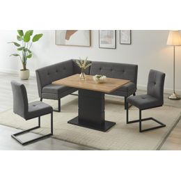 Eckbankgruppe OTTO HOME, B:180cm H:80,5cm T:61,5cmgrau,, MDF, Metall, Polyester, K&uuml;che, Sitzm&ouml;bel-Sets, "Geranie, Sitzgruppe, Eckbank inkl. Stauraum,