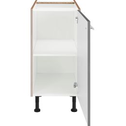 Unterschrank Optifit, B:30cm H:87cm T:58,4cm, grau, K&uuml;che, Schr&auml;nke, "Bern", 30 cm breit, mit 1 T&uuml;r mit h&ouml;henverstellbaren F&uuml;&szlig;en, mit Metallgriff