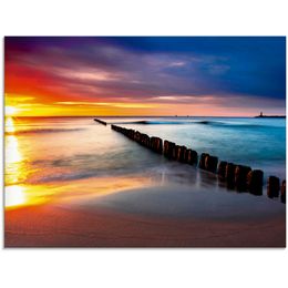 Glasbild Artland, B:60cm H:45cm, blau, Glas, Küche, Bilder, "Ostsee mit schönem Sonnenaufgang", in verschiedenen Größen