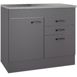 Sp&uuml;lenschrank Optifit "OPTImulti", anthrazit matt, anthrazit matt, B:100cm H:88cm T:60cm, Spanplatte, Schr&auml;nke, Sp&uuml;lenschrank