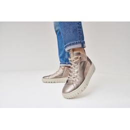 Waldläufer WALDLÄUFER Damen Winterboots "H-LIVIA", Gr. 7, beige, Nappaleder, Nubukleder, Veloursleder, Schuhe, Schnürboots, Komfort-Stiefelette in Bequemweite G