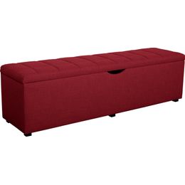 Hockerbank Home Affaire, B:120cm H:42cm T:40cm, rot, Struktur fein (100% Polyester) für Bett Classico, Piazza, Premium und Vega;Struktur (100%
