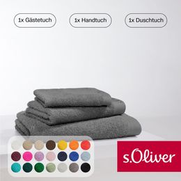 Handtuch Set s.Oliver, grau, Walkfrottier, Obermaterial: 100% Baumwolle, Handtuch-Sets, "s.Oliver, Premium Qualit&auml;t, 600 gr/m&sup2;", 1 G&auml;stetuch 30x50