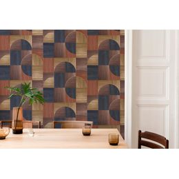 EASY DECOR Vliestapete "Geo Holz", B/L: 0,52mm x 10mm, Rollen:, braun, Tapeten, 10mx52cm (ca. 5m2)
