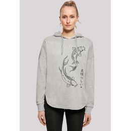 F4NT4STIC Damen Kapuzenpullover "Koi Karpfen", grau, Gr. XS, Obermaterial: 100% Baumwolle, Pullover, Print