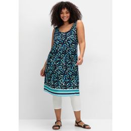 sheego Damen Sommerkleid "Sommerkleid"marine bedruckt, Gr. 54, geblümt, gemustert, mehrfarbig, 95% Viskose, 5% Elasthan, Kleider