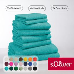 Handtuch Set s.Oliver, blau, Walkfrottier, Obermaterial: 100% Baumwolle, Handtuch-Sets, "s.Oliver, Premium Qualit&auml;t, 600 gr/m&sup2;", 2 G&auml;stet&uuml;cher 30x50,