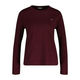 Gant Damen Langarmshirt "REG SHIELD LS T-SHIRT"plum wine, Gr. S, Single Jersey, Obermaterial: 100% Baumwolle, Shirts, kleine Logostickerei auf der