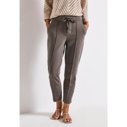 Street One Damen Jogger Pants, braun, Gr. 46, unifarben, Web, 52% Baumwolle, 41% Polyester, 7% Elasthan, Hosen, Middle Waist