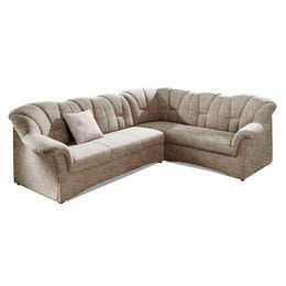 Ecksofa Ds Produkt, B:242cm H:84cm T:190cm, braun, Struktur ( 90% Polyester, 10% Polyacryl);Microfaser PRIMABELLE (100% Polyester);Kunstleder