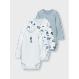 name it Jungen Schlafoverall "NBMBODY 3P LS BABY ELEPHANT NOOS", Gr. 98, blau, Jersey, Obermaterial: 100% Baumwolle, bedruckt, Overalls
