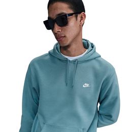 Kapuzensweatshirt Nike Sportswear "Nike Club Men's Pullover Fleece Hoodie", Herren, Gr. L, denim turq, denim turq, wei&szlig;, Obermaterial: 80% Baumwolle, 20% Polyester, normal, Rundhals, Sweatshirts
