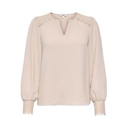 Only Damen Langarmbluse "ONLCERENA METTE L/S LACE VNECK TOP WVN"gray morn, Gr. M, unifarben, Web, Obermaterial: 100% Polyester, Blusen