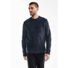 Street One MEN Damen Strickpullover, blau, Gr. XL, unifarben, Web, 60% Baumwolle, 40% Polyacryl, Pullover, mit Struktur