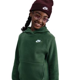 Kapuzensweatshirt Nike Sportswear "Nike Sportswear Club Fleece Big Kids' Pullover Hoodie", M&auml;dchen, Gr. XS, fir, wei&szlig;, Obermaterial: 80% Baumwolle, 20% Polyester, normal, Rundhals, Sweatshirts