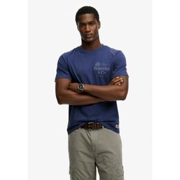 Rundhalsshirt Superdry "1954 Company Relaxed Tee", Damen, Gr. L, hampton blau, Single Jersey, Obermaterial: 100% Baumwolle, bedruckt, Rundhals, Shirts Rundhalsshirt
