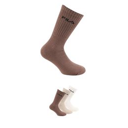 Tennissocken Fila "UNISEX CREW TENNIS FULL TERRY SOCKS", Damen, Gr. 43-46, mocha mousse, Baumwollmischung, normal, Socken Tennissocken, mit dezentem Logoschriftzug