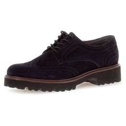 Gabor Damen Schn&uuml;rschuh, Gr. 37, blau, Ziegenveloursleder, unifarben, Schuhe, mit dezenter Lyralochung, Freizeitschuh, Halbschuh, Schn&uuml;rschuh