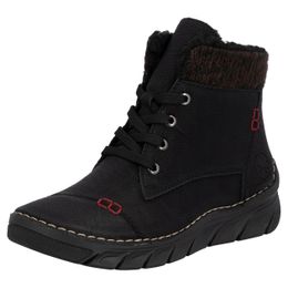 Winterboots Rieker, Damen, Gr. 40, schwarz, braun, Nubuklederimitat, Textil, Schuhe Winterboots, Schn&uuml;rboots, Stiefelette, Casual-Boots mit softem Schaftrand