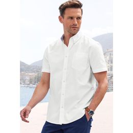 H.I.S. H.I.S Herren Kurzarmhemd "regular-fit", wei&szlig;, Gr. M, unifarben, Web, Obermaterial: 100% Baumwolle, Hemden, mit Button-down-Kragen, reine Baumwolle