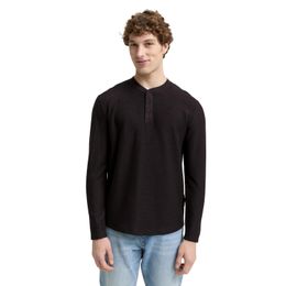 Herren Langarmshirtnight watch schwarz, Gr. L, Tom Tailor Denim, unifarben, Single Jersey, Obermaterial: 89% Baumwolle, 10% Polyester, 1% Elasthan,