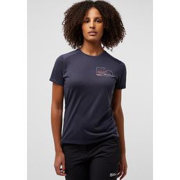Jack Wolfskin Damen T-Shirt "VONNAN GRAPHIC T W", grau, Gr. XS, Hauptmaterial: 100% Polyester (recycled), Shirts