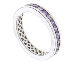 Jobo Damen Silberring "Ring mit 22 lila Zirkonia rundum", 62, Silber 925 (Sterlingsilber), lila, Silber 925 (Sterlingsilber), Fingerringe, 925 Silber