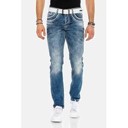 Cipo & Baxx CIPO & BAXX Herren Regular-fit-Jeans "Jeans", blau, Gr. 34, unifarben, 100% Baumwolle, Jeans, in Regular Fit, C-1127