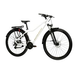 Mountainbike KROSS "Lea 2.0 wei&szlig; 21 G&auml;nge mit Beleuchtung" Gr. 38, wei&szlig;, schwarz, Fahrr&auml;der, Damen, 38cm, 27,5+ Zoll (69,85cm) hinten: 27,5+ Zoll (69,85cm)