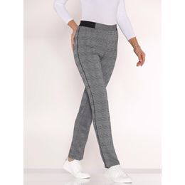Classic Basics Damen Jerseyhose, grau, Gr. 54, Glencheckmuster, Hahnentrittmuster, gemustert, kariert, mehrfarbig, 95% Polyester, 5% Elasthan, Hosen