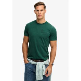 Rundhalsshirt Superdry "1954 Company Relaxed Tee", Damen, Gr. L, varsity gr&uuml;n, Single Jersey, Obermaterial: 100% Baumwolle, bedruckt, Rundhals, Shirts Rundhalsshirt