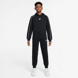 Nike Sportswear Kinder Trainingsanzug "Nike Sportswear Club Fleece Big Kids' Hooded Tracksuit"schwarz, schwarz, weiß, weiß, Gr. S, Obermaterial: 80%