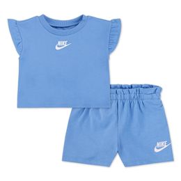 Nike Sportswear M&auml;dchen T-Shirt & Shorts "NKG BABY FRENCH TERRY SET", blau, Gr. 80, Obermaterial: 80% Baumwolle, 20% Polyester, KOB Set-Artikel, f&uuml;r