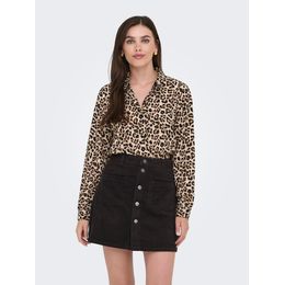 Jacqueline de Yong JDY Damen Hemdbluse "JDYBROOKE L/S SHIRT WVN NOOS", beige, Gr. 36, animal-print, bedruckt, Web, Obermaterial: 97% Polyester, 3% Elasthan, Blusen