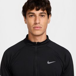 Laufshirt Nike "Nike Stride Men's Dri-FIT 1/4-Zip Running Top", Damen, Gr. L, schwarz, reflective silv, Obermaterial: 88% Polyester, 12% Elasthan, Shirts Laufshirt