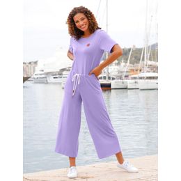 Casual Looks Damen Jumpsuit, lila, Gr. 40, unifarben, 95% Viskose, 5% Elasthan, Overalls