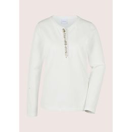 Madeleine Mode MADELEINE Damen Langarmshirt "Blusenshirt Bluse mit Hose"wollwei&szlig;, Gr. 44, Obermaterial: 92% Baumwolle CO. 8% Elasthan EL., Shirts