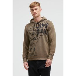 Kapuzensweatshirt CAMP DAVID, Herren, Gr. L, beige, Material: Grundmaterial: 100% Polyester, Ausbrenner: 100% Baumwolle, bedruckt, relaxed fit normal, Rundhals, eingesetzt Rippb&uuml;ndchen, Sweatshirts, mit Ausbrenner-Effekten