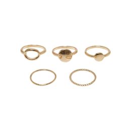 Urban Classics Damen Ring-Set "Urban Classics Unisex Basic Stacking Ring 5-Pack", S/Mgold, Fingerringe