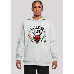 F4NT4STIC Herren Kapuzenpullover "Stranger Things Hellfire Club Netflix TV Series", grau, Gr. L, Obermaterial: 65% Baumwolle, 35% Polyester,