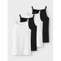 name it M&auml;dchen Unterhemd "NKFSTRAP TOP 4P BLACK WHITE SOLID NOOS", Gr. 122, schwarz, Jersey, Obermaterial: 95% Baumwolle, 5% Elasthan, unifarben,