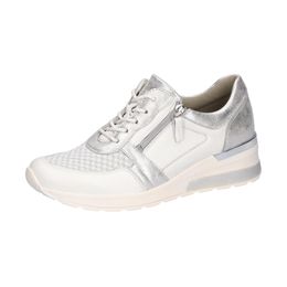 Waldl&auml;ufer WALDL&Auml;UFER Damen Keilsneaker "H-CLARA", Gr. 5,5, silber, Nappaleder, Textil, metallic, Schuhe, Schn&uuml;rer, Halbschuh, Freizeitschuh mit Metallic-Einsatz