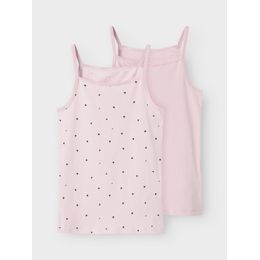 name it M&auml;dchen Unterhemd "NKFSTRAP TOP 2P WINSOME HEARTS NOOS", Gr. 122, rosa, Jersey, Obermaterial: 95% Baumwolle, 5% Elasthan, bedruckt,