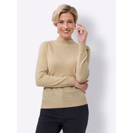 Damen Stehkragenpullover "Stehkragen-Pullover", beige, Gr. 46, unifarben, 100% Polyacryl, Pullover