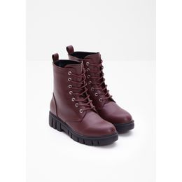 bonprix Schn&uuml;rboots mit Profilsohle, rot, Vegan