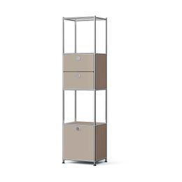 Tchibo - Metall-Regal &raquo;Cn3 Slim Line&laquo; mit 2 versetzbaren Schubladen und 1 versetzbaren Klappe - 40x30,5x158,5cm - taupe - Stahl / Aluminium /