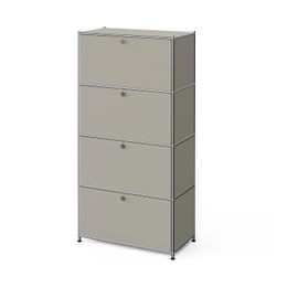 Tchibo - Metall-Highboard &raquo;Cn3&laquo; mit 4 Klappenf&auml;chern - 77x40x158,5cm - hellgrau - Stahl / Aluminium / Kunststoff