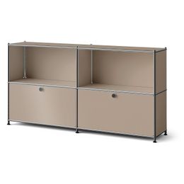 Tchibo - Metall-Sideboard &raquo;Cn3 Slim Line&laquo; mit 2 versetzbaren Klappenf&auml;chern - 152x30,5x82,5cm - taupe - Stahl / Aluminium / Kunststoff